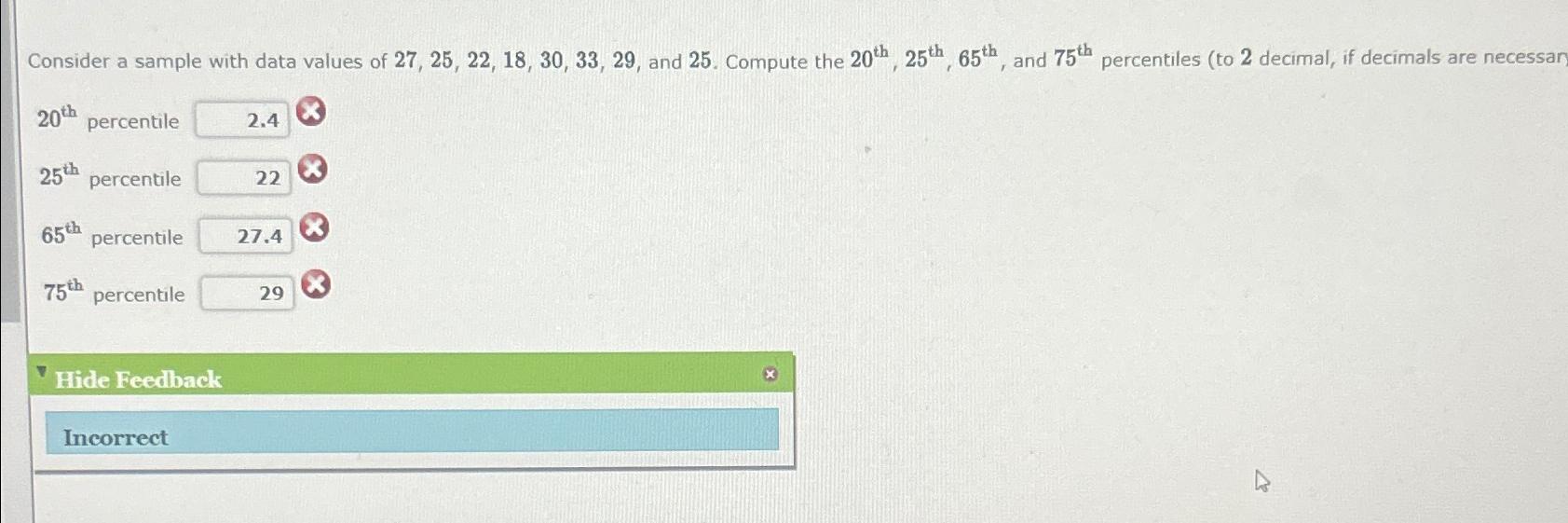 Solved Consider a sample with data values of | Chegg.com