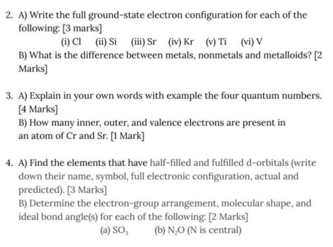 Solved 2. A) Write the full ground-state electron | Chegg.com