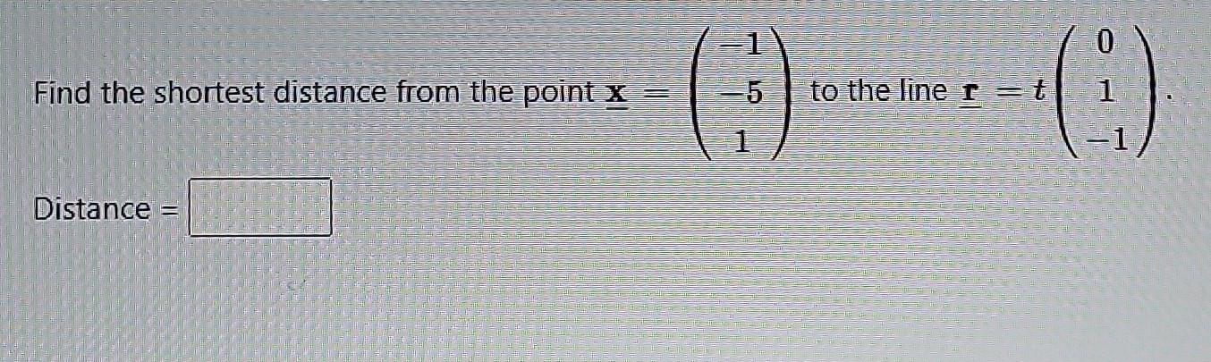 Solved Find the shortest distance from the point x Distance | Chegg.com