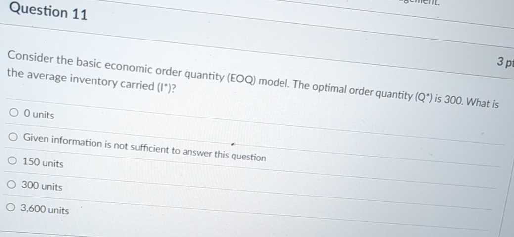 Solved Question 11Consider the basic economic order quantity | Chegg.com