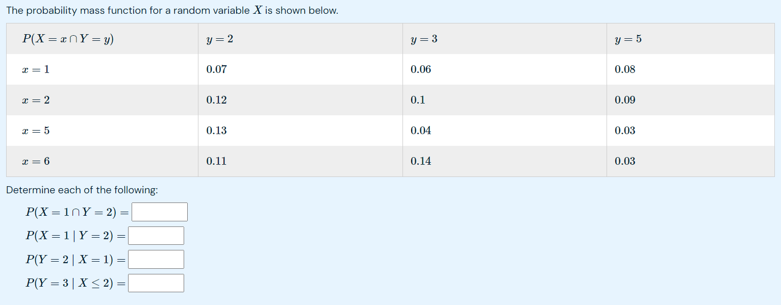 Solved The probability mass function for a random variable x | Chegg.com