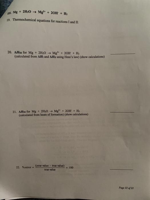 Solved Section I. H + OH → H30 1. Temperature of HCl 20.80 | Chegg.com