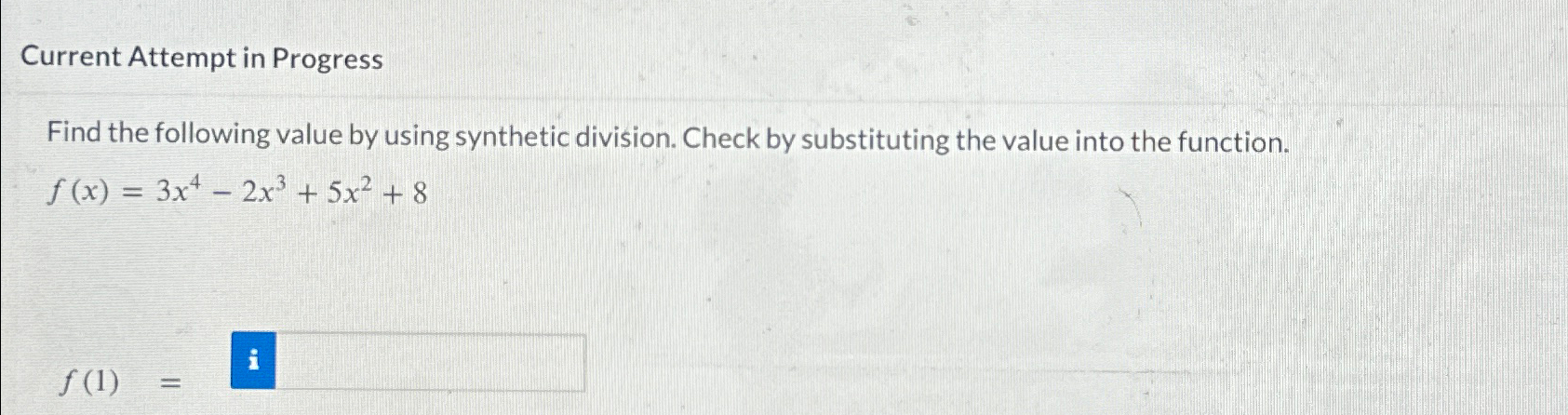 Solved Current Attempt in ProgressFind the following value | Chegg.com