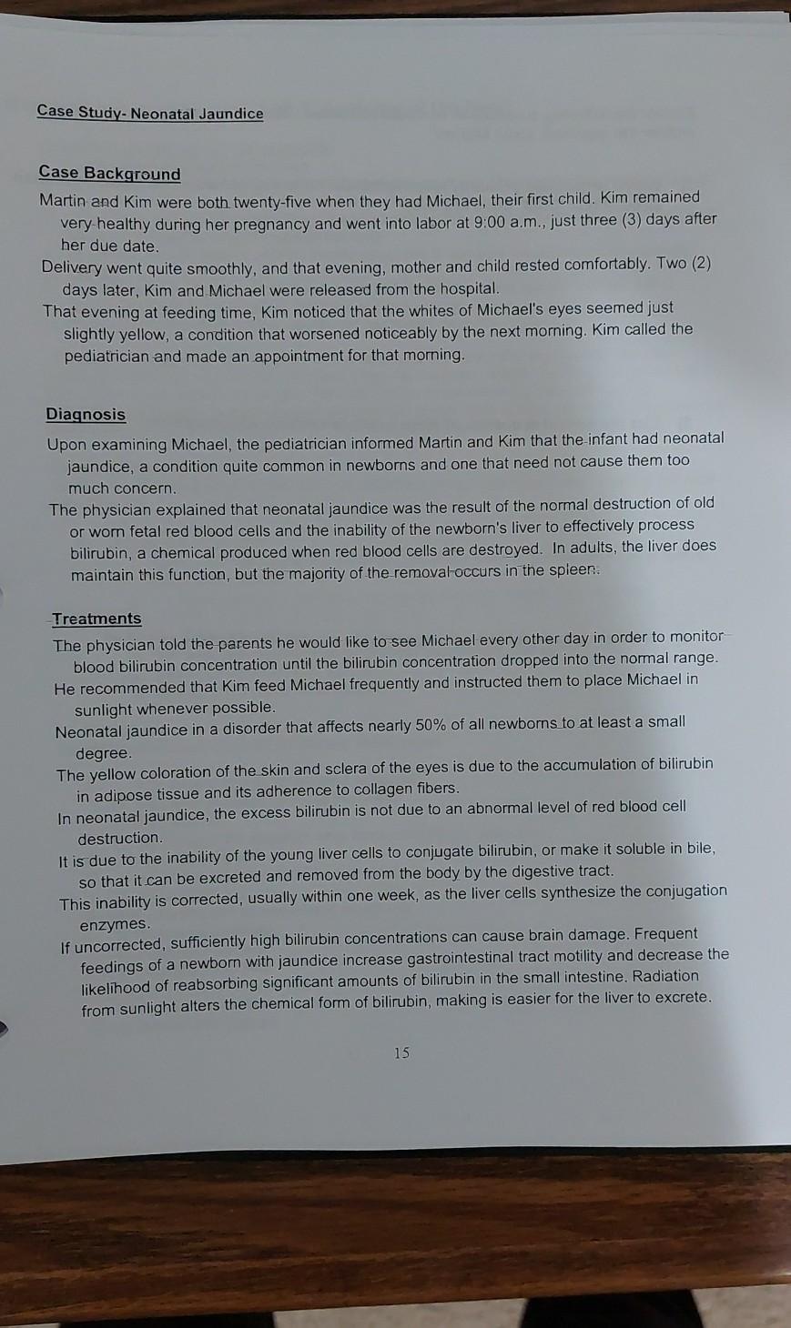 Solved Case Study- Neonatal Jaundice Case Background Martin | Chegg.com
