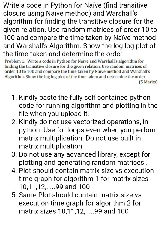 Write a code in Python for Naïve (find transitive | Chegg.com