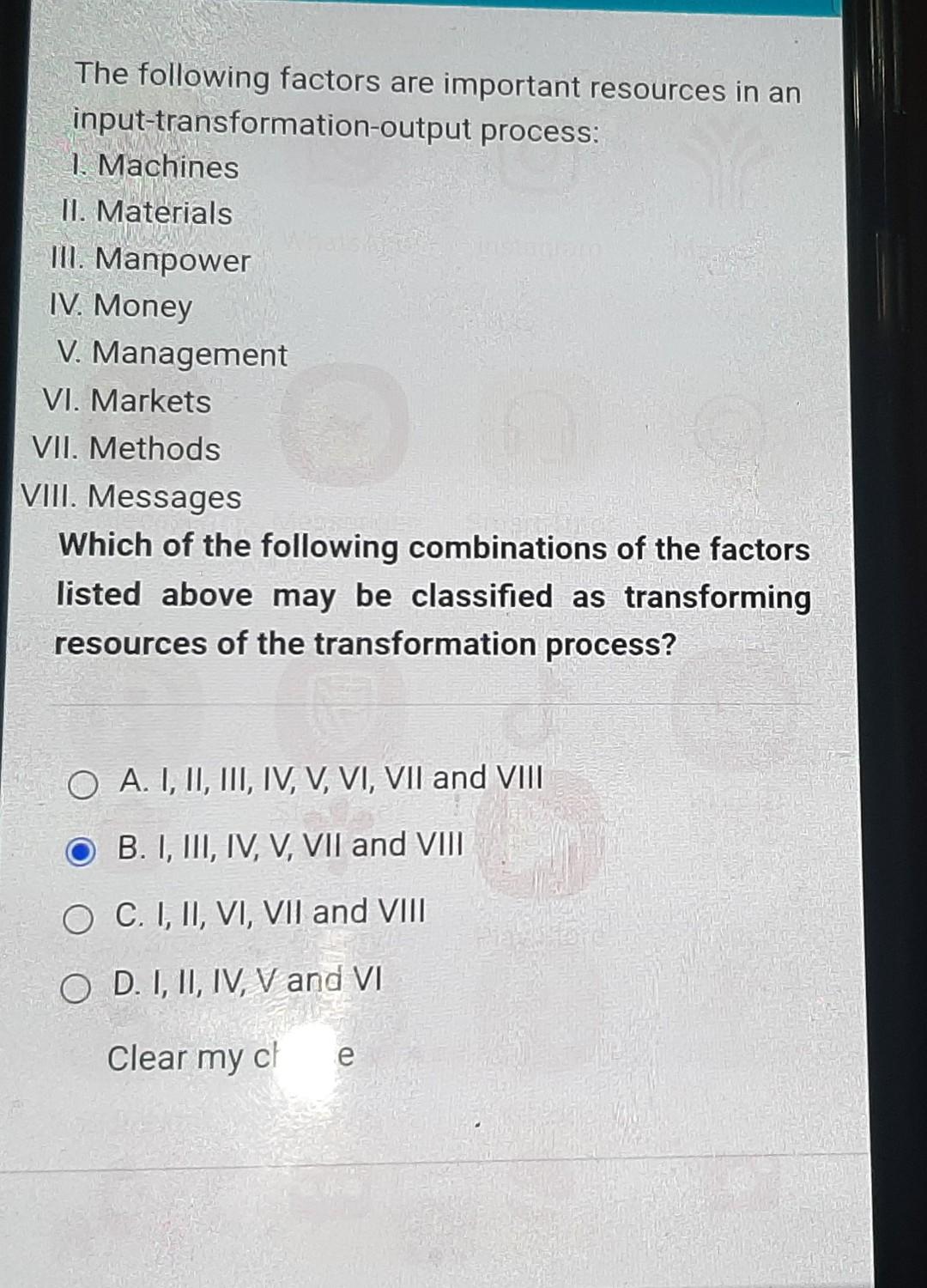 Solved The following factors are important resources in an | Chegg.com