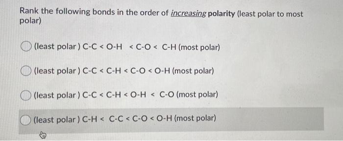 Solved Rank the following bonds in the order of increasing | Chegg.com