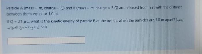 Solved Particle A (mass = m, charge = Q) and B (mass = m, | Chegg.com