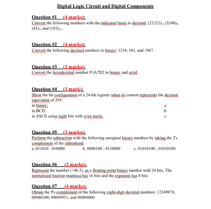 Solved Digital Logic Circuit and Digital Components Question | Chegg.com