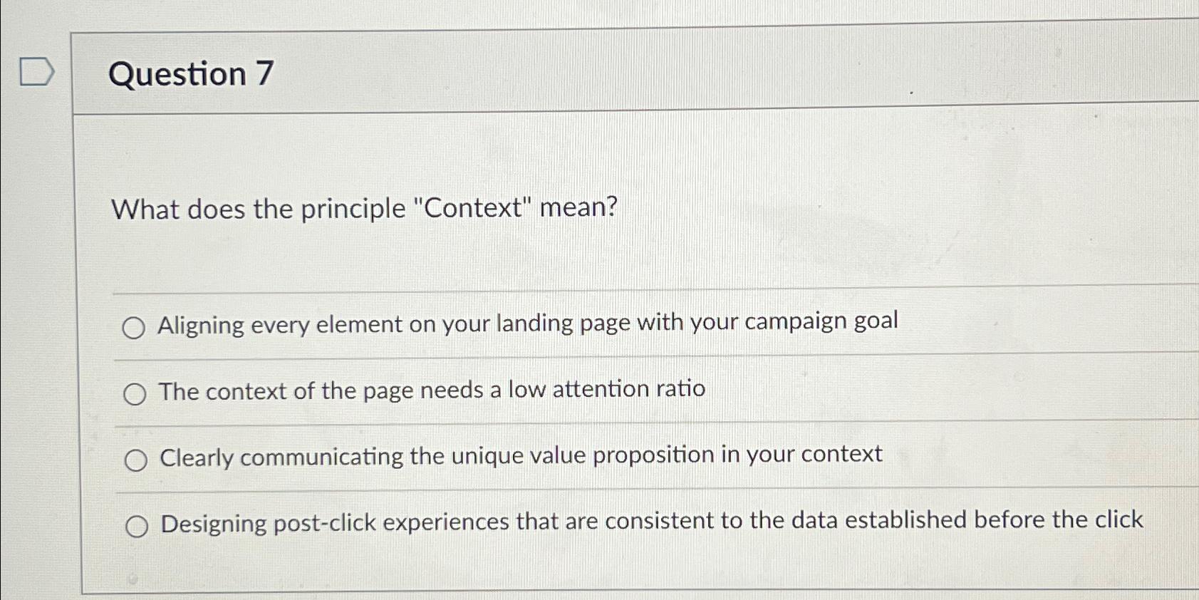 Solved Question 7What does the principle "Context" | Chegg.com