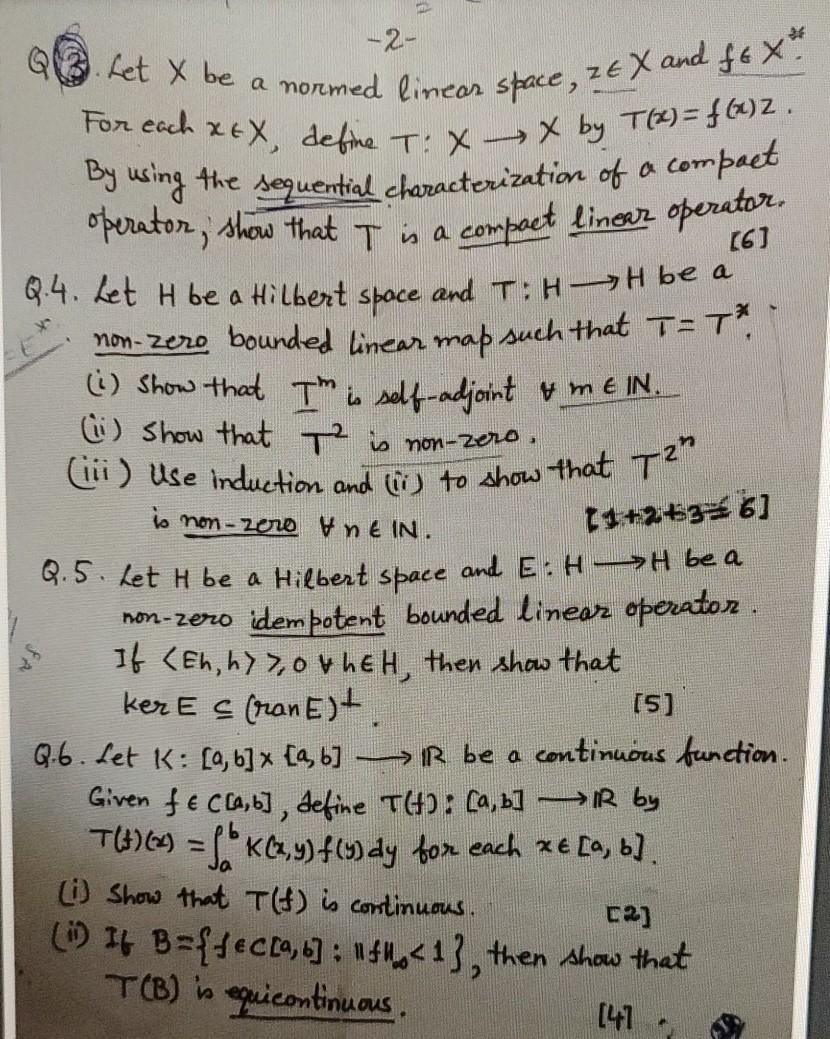 Solved (6) -2- Let X be a normed linear space, zEx and fex | Chegg.com