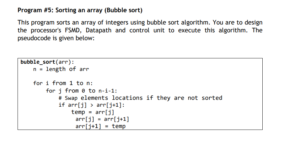 Solved Program #5: Sorting an array (Bubble sort)This | Chegg.com