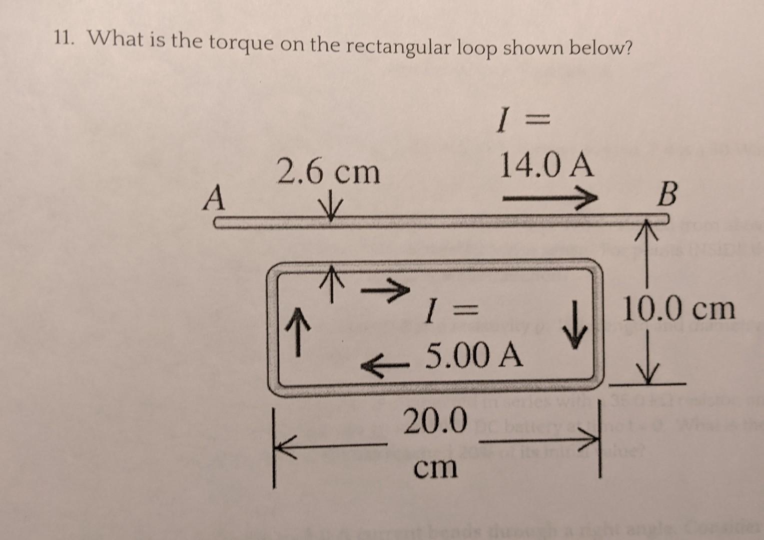 Solved 11. What is the torque on the rectangular loop shown | Chegg.com