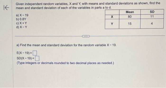 Solved Given independent random variables, X and Y, with | Chegg.com