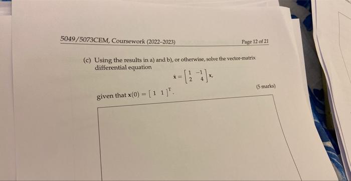 Solved Eigenvalues and Eigenvectors (10 marks) Let A be the | Chegg.com