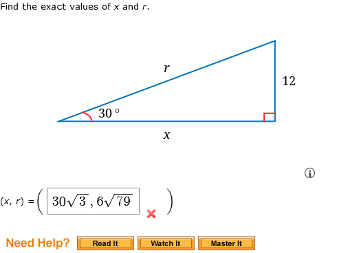 Solved Find the exact values of x ﻿and r.Need Help? | Chegg.com