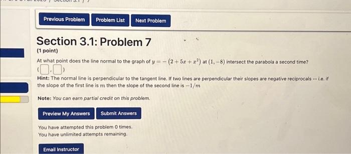 Solved Previous Problem Problem List Next Problem Section | Chegg.com