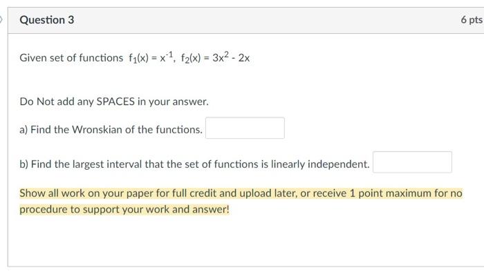 Solved Given set of functions f1(x)=x−1,f2(x)=3x2−2x Do Not | Chegg.com