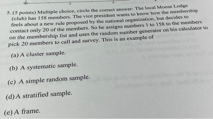Solved 5. (5 points) Multiple choice, circle the correct | Chegg.com