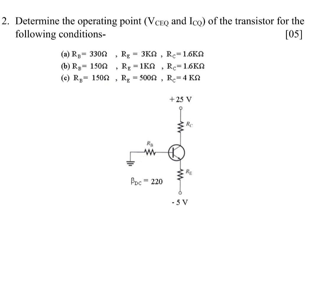 Solved Determine the operating point (VCEQ and ICQ) of the | Chegg.com