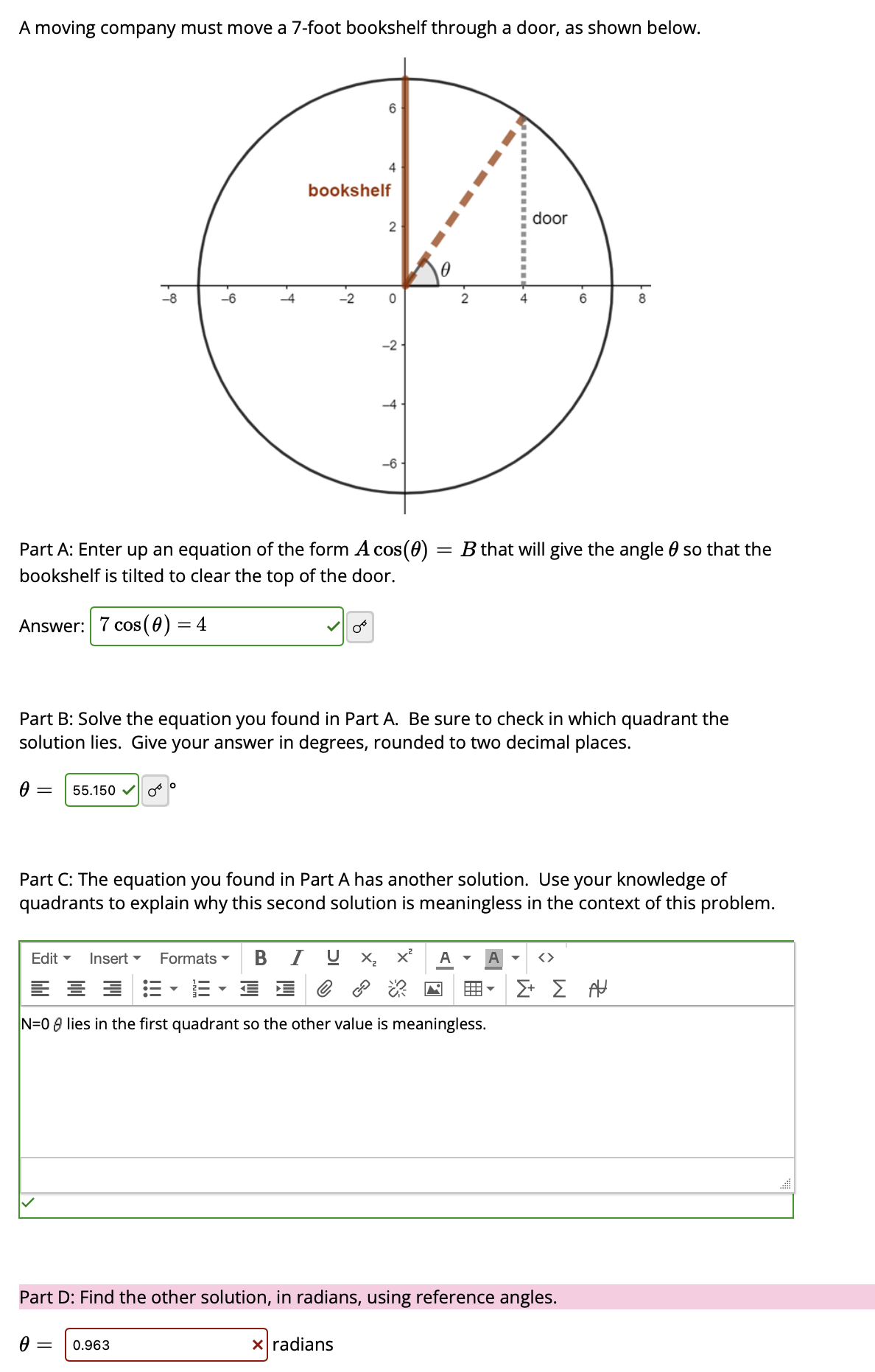 Solved Part D: Find the other solution, in radians, using | Chegg.com
