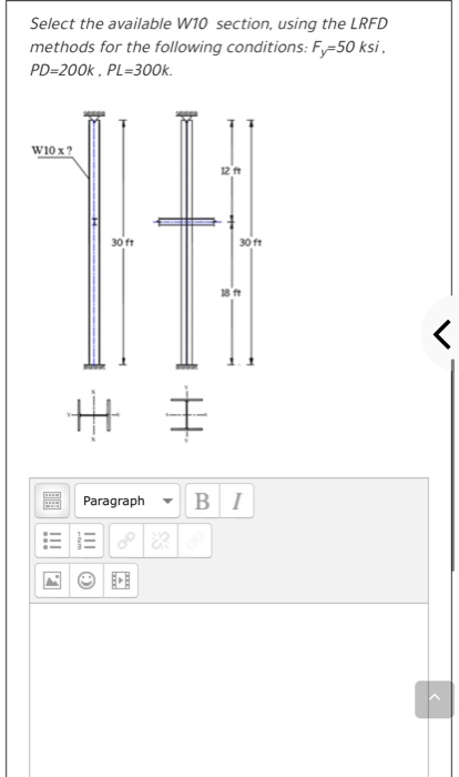 Solved Select the available W10 section, using the LRFD | Chegg.com