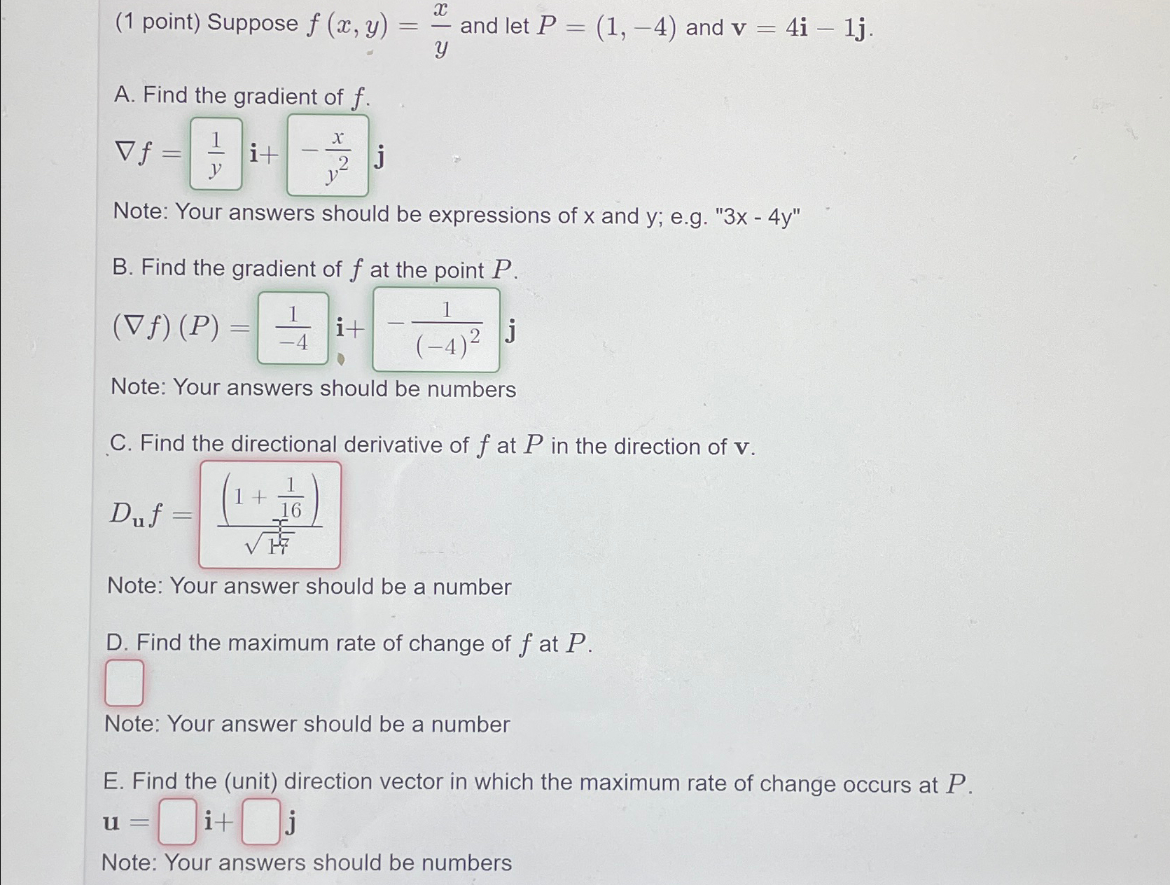 Solved 1 ﻿point ﻿suppose F X Y Xy ﻿and Let P 1 4 ﻿and