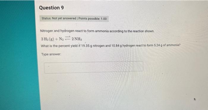 Solved Nitrogen and hydrogen react to form ammonia according | Chegg.com
