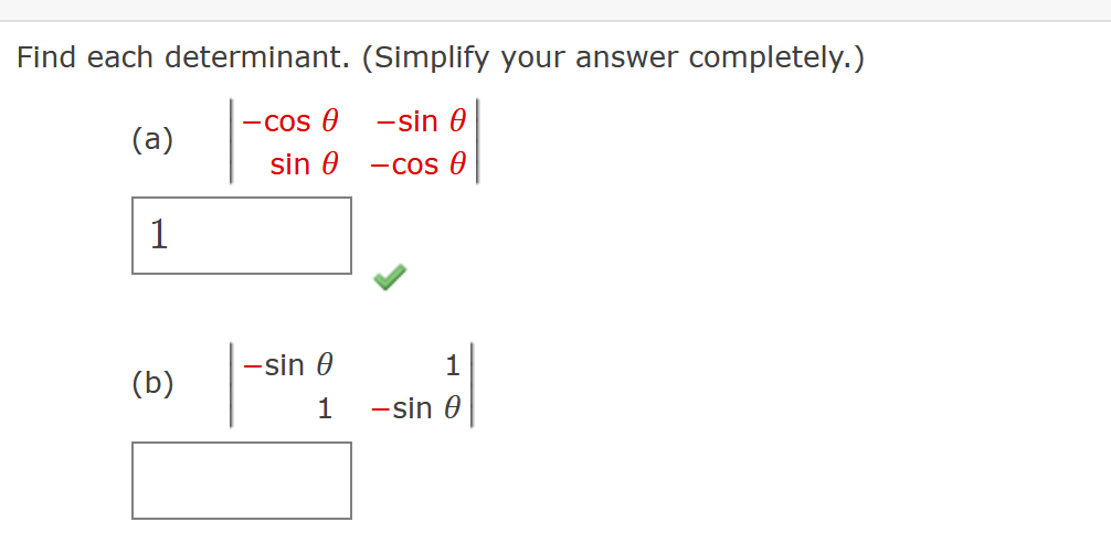 Find each determinant. (Simplify your answer | Chegg.com
