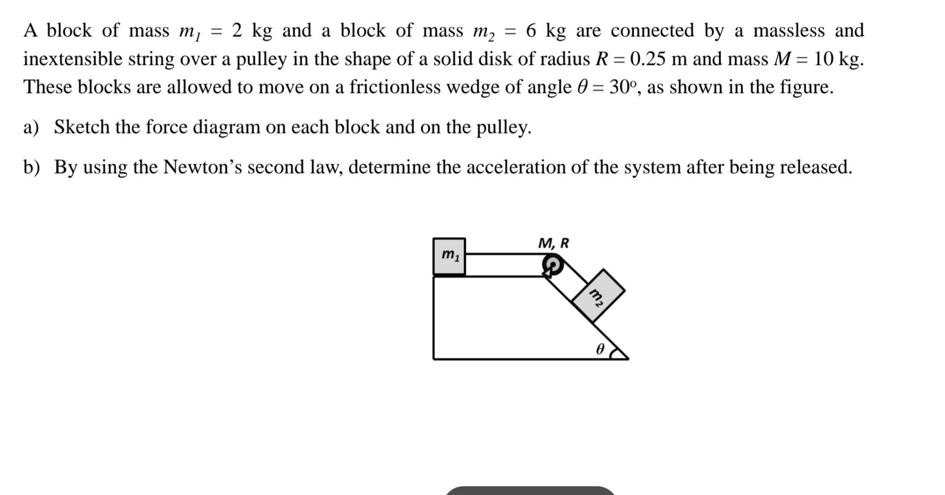 Solved A block of mass m1=2 kg and a block of mass m2=6 kg | Chegg.com