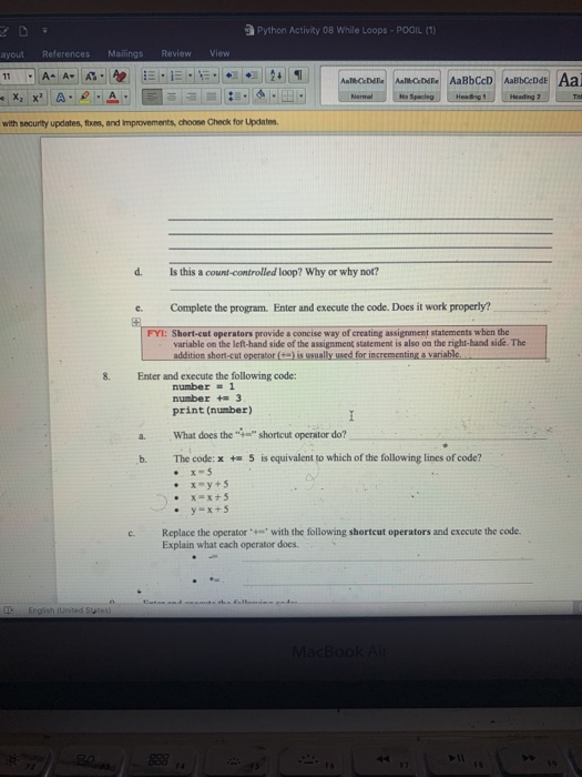 Solved Python Activity 08 While Loops • POGIL (1) References | Chegg.com