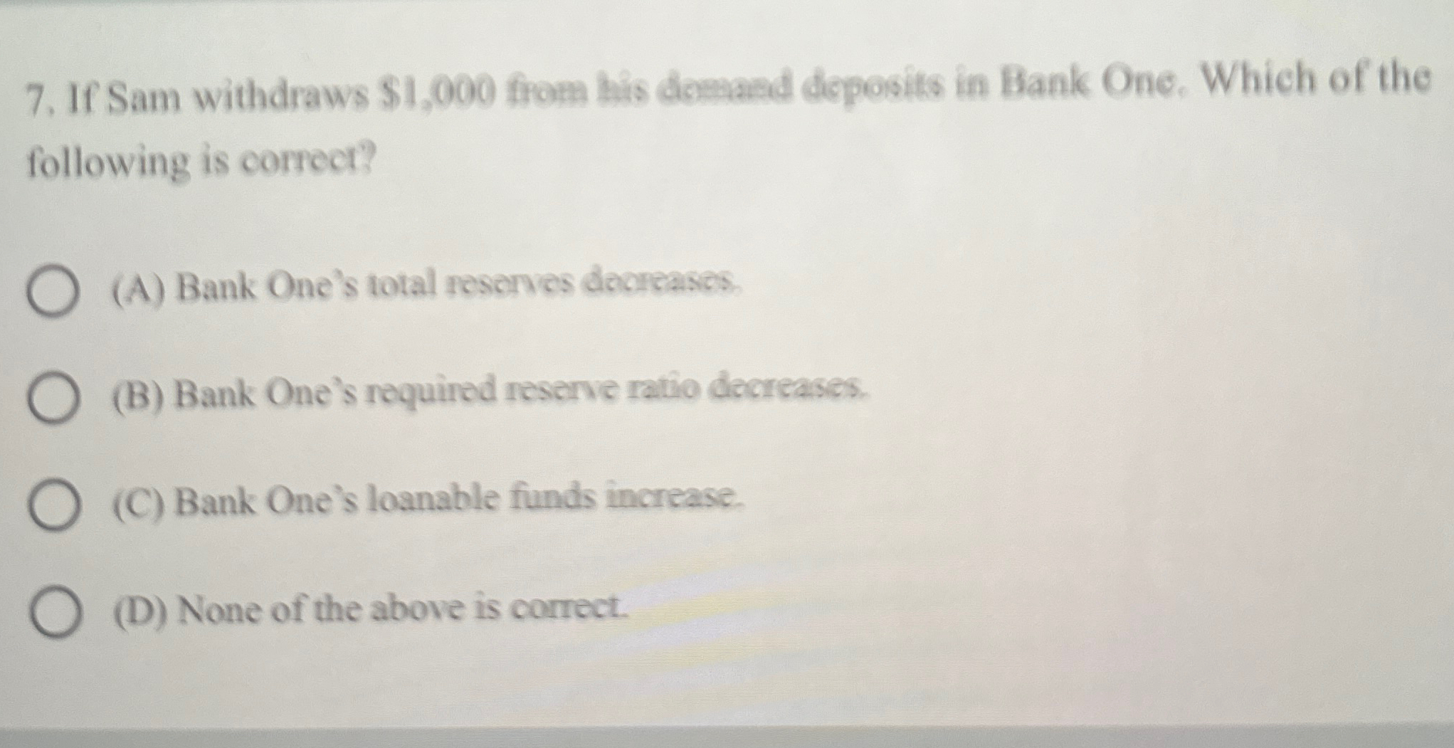 Solved If Sam withdraws $1,000 ﻿from his demand deposits in | Chegg.com