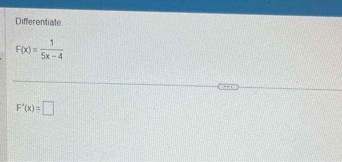 Solved Differentiate. F(x)=5x−41 F′(x)=Find an equation of | Chegg.com