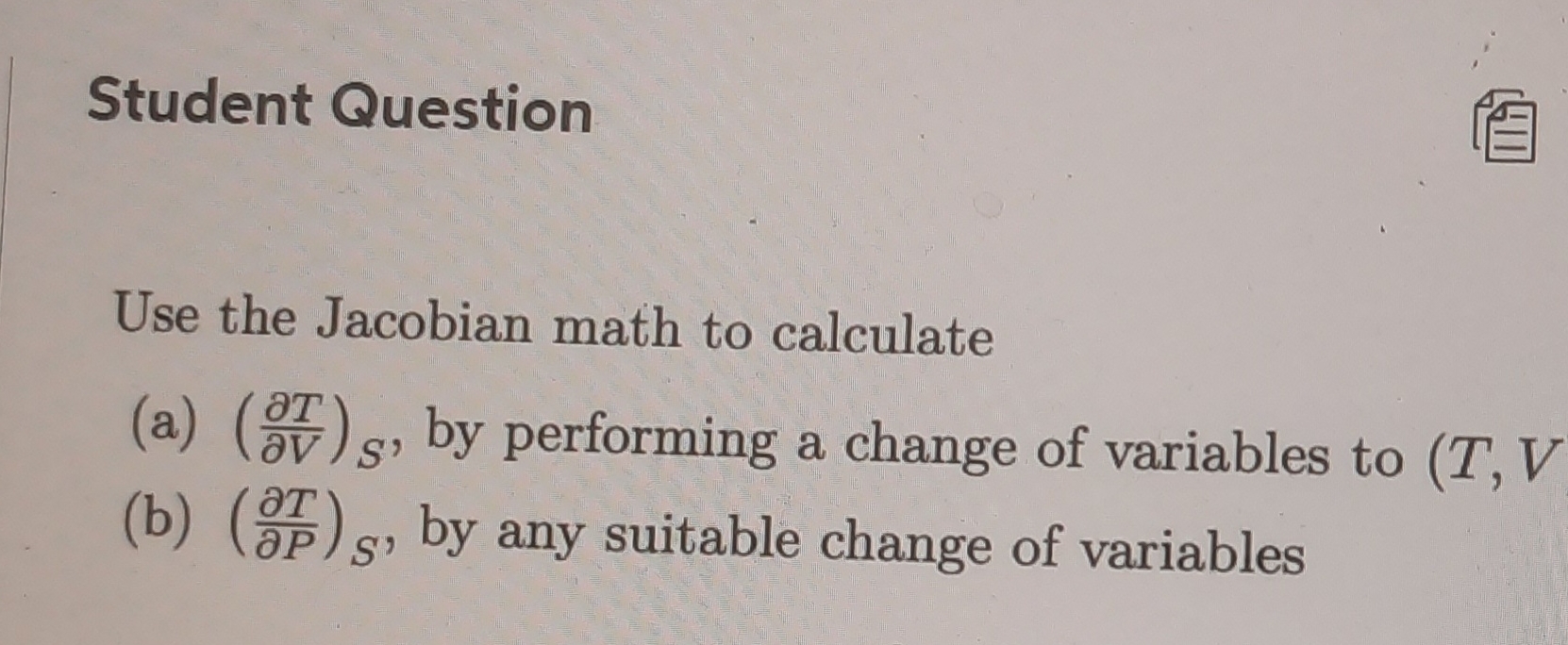 Solved Student QuestionUse the Jacobian math to | Chegg.com
