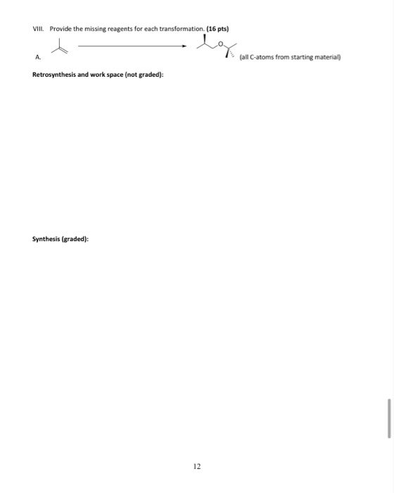 Solved VIIL Provide the missing reagents for each | Chegg.com