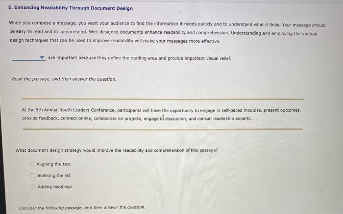 Solved 5. Enhancing Readability Through Document Design When | Chegg.com