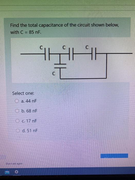 Solved Find the total capacitance of the circuit shown | Chegg.com