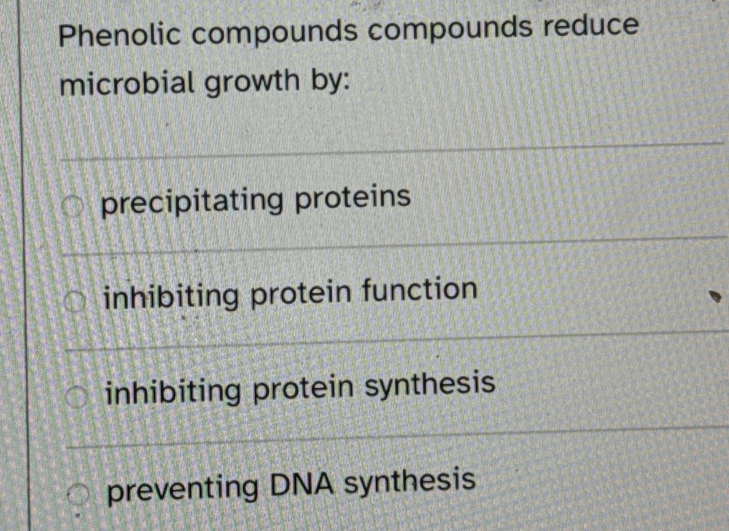 Solved Phenolic compounds compounds reduce microbial growth | Chegg.com
