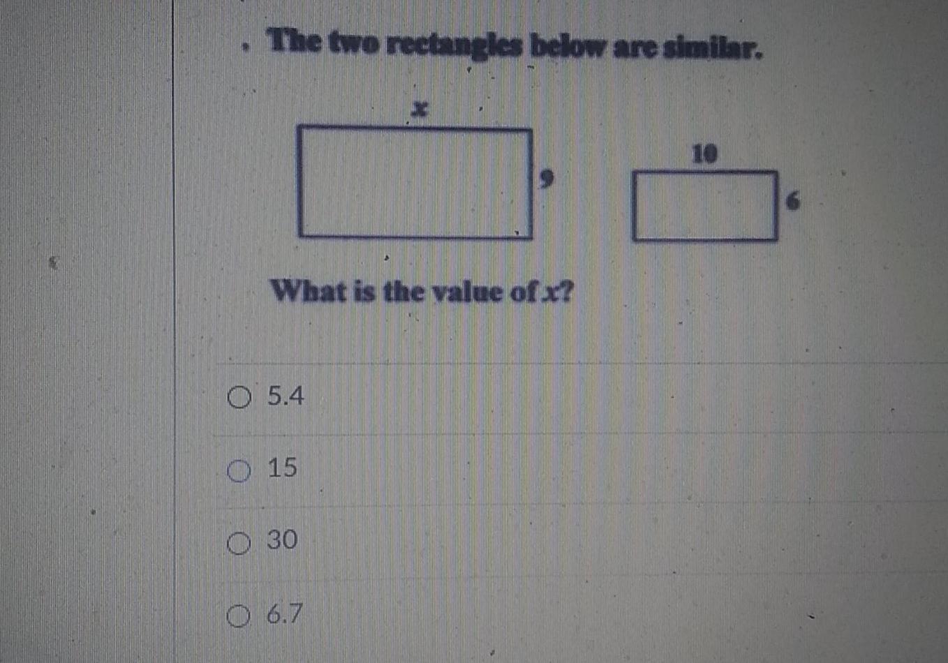 Solved The two rectangles below are similar. 10 What is the | Chegg.com