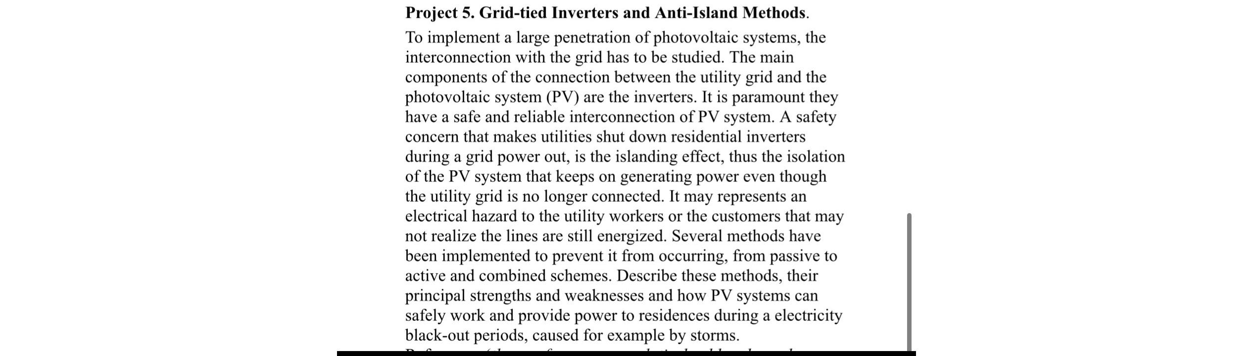 Solved Project 5. ﻿Grid-tied Inverters and Anti-Island | Chegg.com