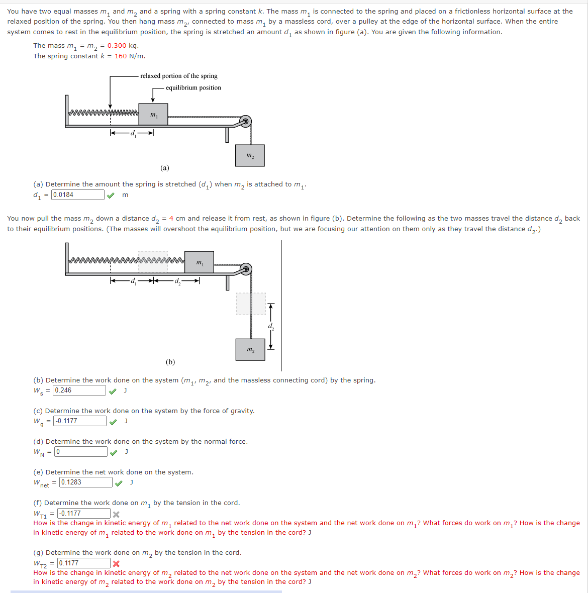 Solved You have two equal masses m1 ﻿and m2 ﻿and a spring | Chegg.com