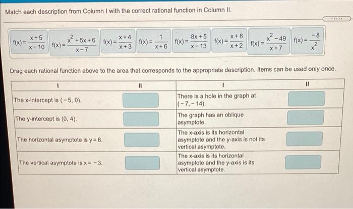 Solved Match each description from Column I with the correct | Chegg.com