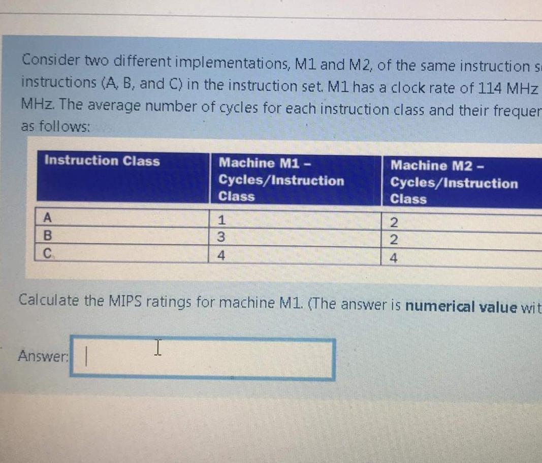 Solved Consider two different implementations, M1 and M2, of | Chegg.com