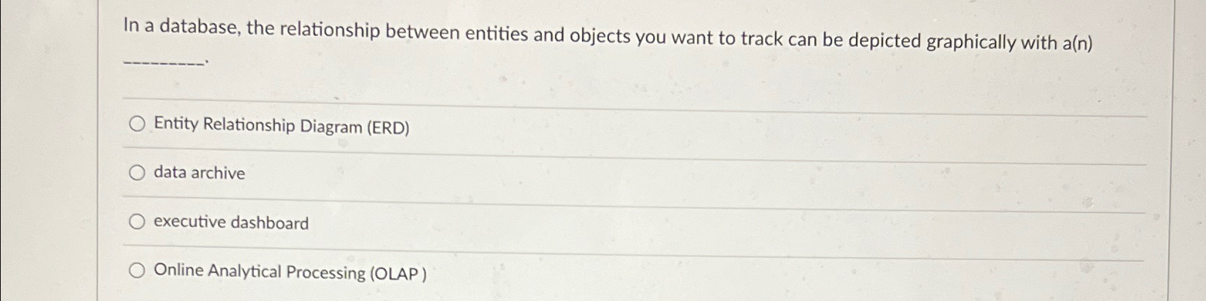 Solved In a database, the relationship between entities and | Chegg.com
