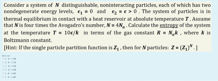 Solved Consider a system of N distinguishable, | Chegg.com