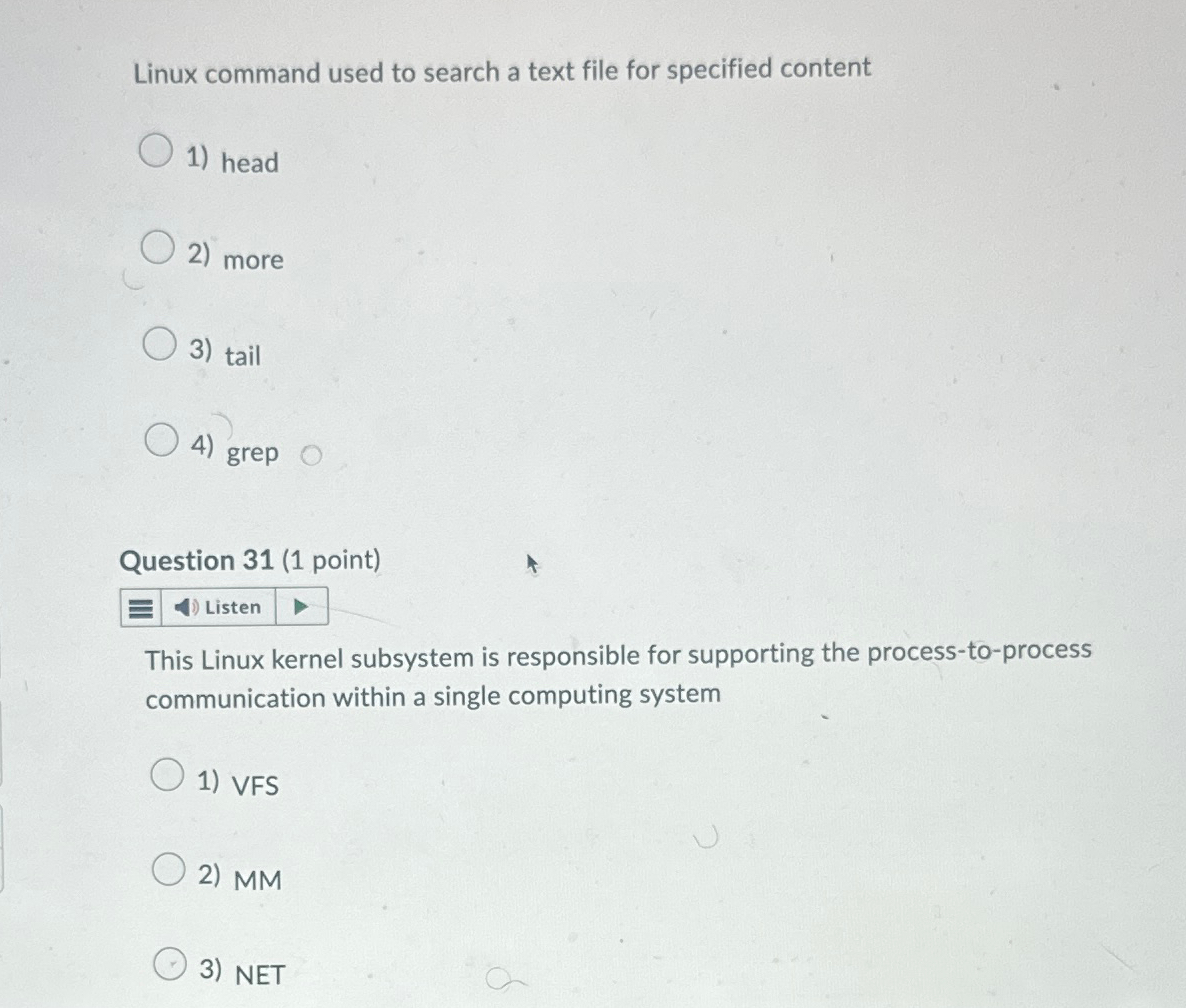 Solved Linux command used to search a text file for | Chegg.com