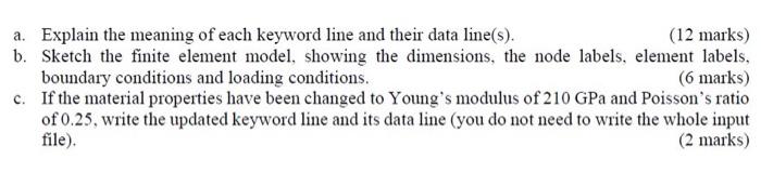 An Abaqus finite element model as an input file is | Chegg.com