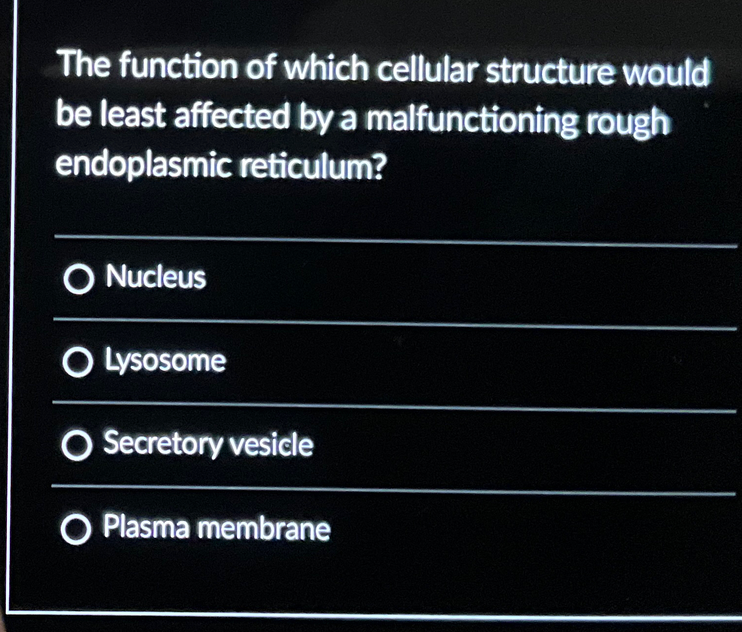 Solved The function of which cellular structure would be | Chegg.com