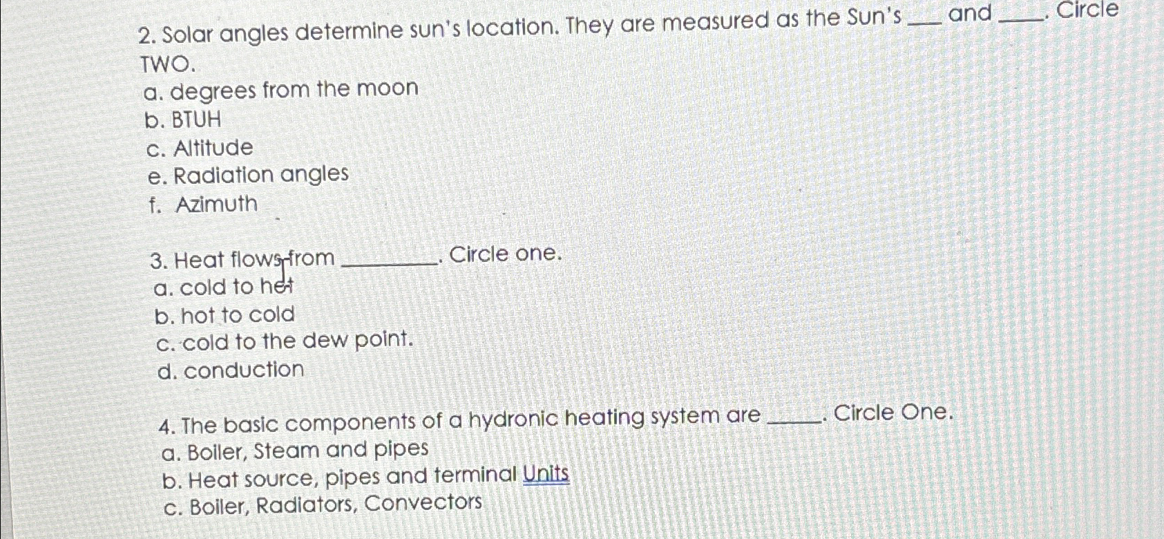 Solved Solar angles determine sun's location. They are | Chegg.com