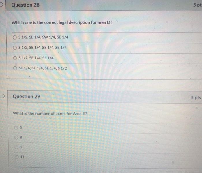 Solved pes Questions 25-29 Given the PLSS section shown | Chegg.com